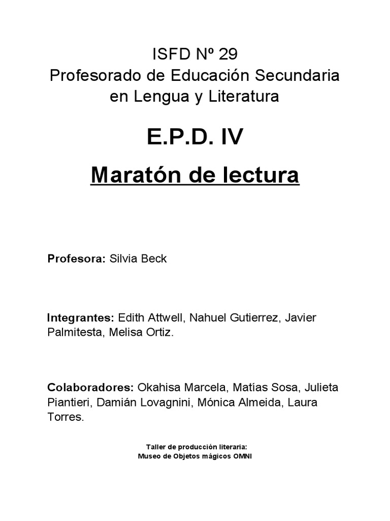 EPD IV. Proyecto para La Maratón. Museo de Objetos Mágicos | Descargar gratis PDF | Blanco como ...