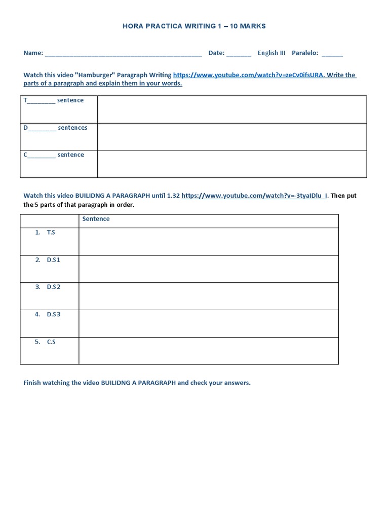 Hora Practica Writing 1-2 | PDF