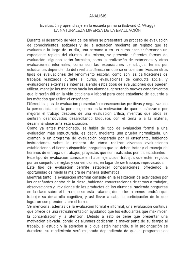 Evaluación Y Aprendizaje En La Escuela Primaria Completo Pdf