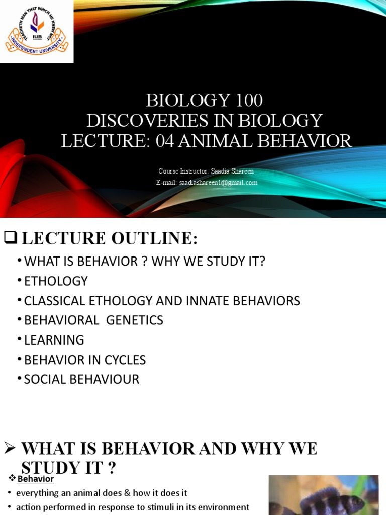 Biology 100 Discoveries in Biology Lecture: 04 Animal Behavior | PDF ...