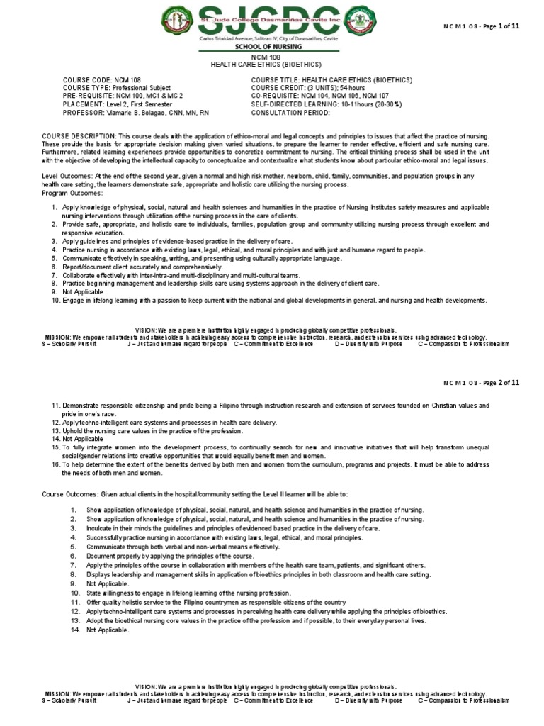 NCM 108 Health Care Ethics (Bioethics) | PDF | Evidence Based Medicine ...