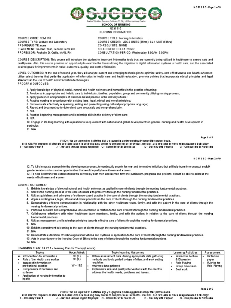 NCM 110 - Nursing Informatics (Lec & Lab) | PDF | Evidence Based ...