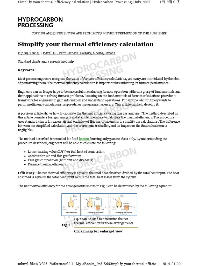 Simplified Thermal Efficiency Calculations | PDF | Combustion | Heat