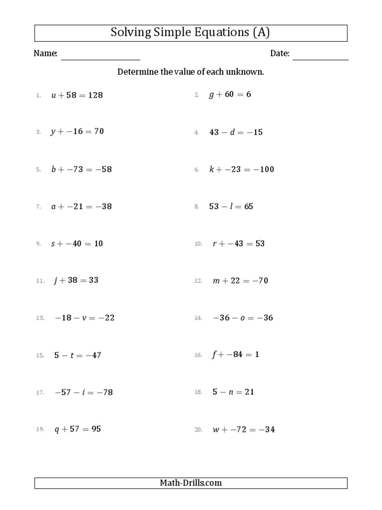 Simple Equation Solutions and Answers | PDF | Teaching Methods & Materials