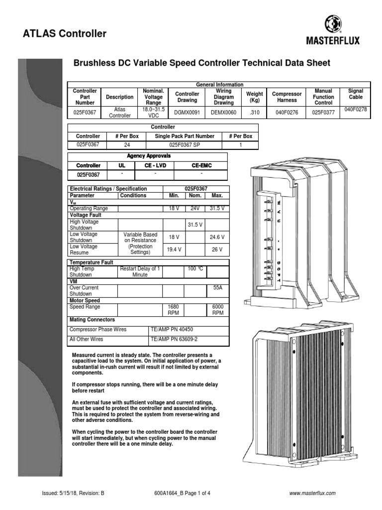ATLAS Controller: Brushless DC Variable Speed Controller Technical Data ...