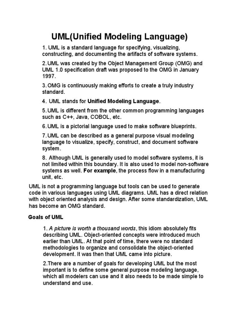 UML (Unified Modeling Language) | Download Free PDF | Object Oriented ...