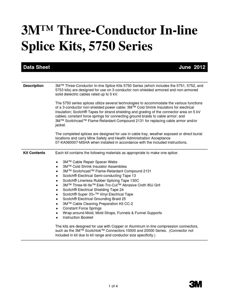 3M™ Three-Conductor In-Line Splice Kits, 5750 Series: Data Sheet June ...