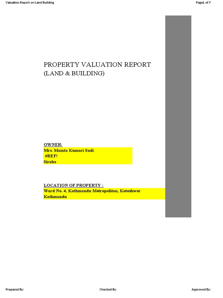 Property Valuation Report: (Land & Building) | PDF | Valuation (Finance ...