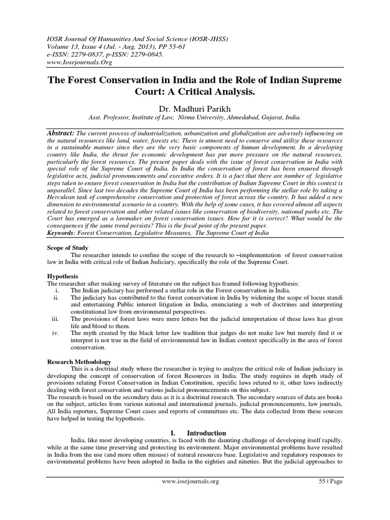 The Forest Conservation in India and The PDF | PDF