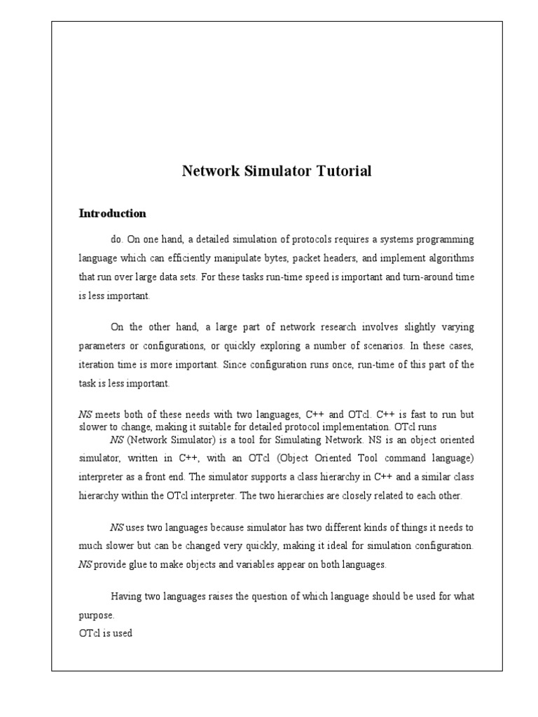 NS Tutorial | PDF | Transmission Control Protocol | Routing