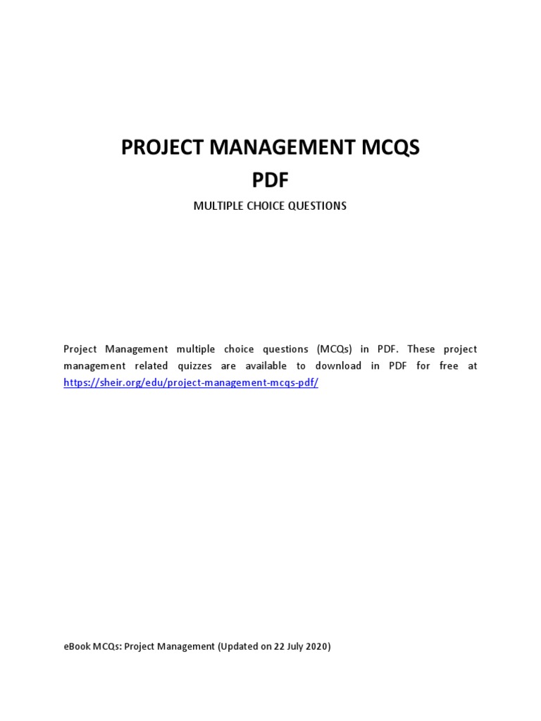Project Management Mcqs PDF: Multiple Choice Questions | PDF