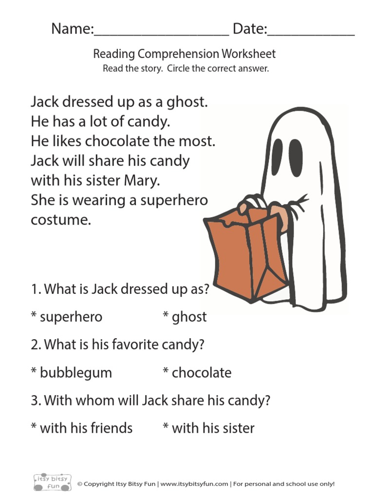 Halloween Reading Comprehension 1st Grade 914 | PDF | Wellness