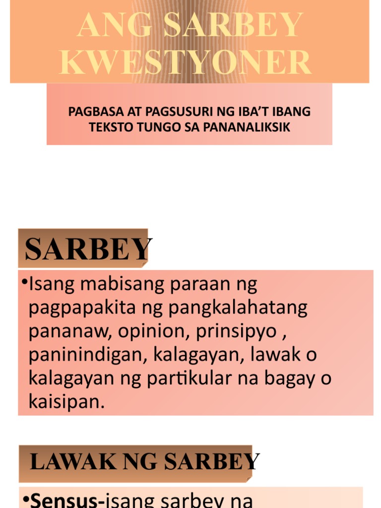 Ang Sarbey Kwestyoner | PDF