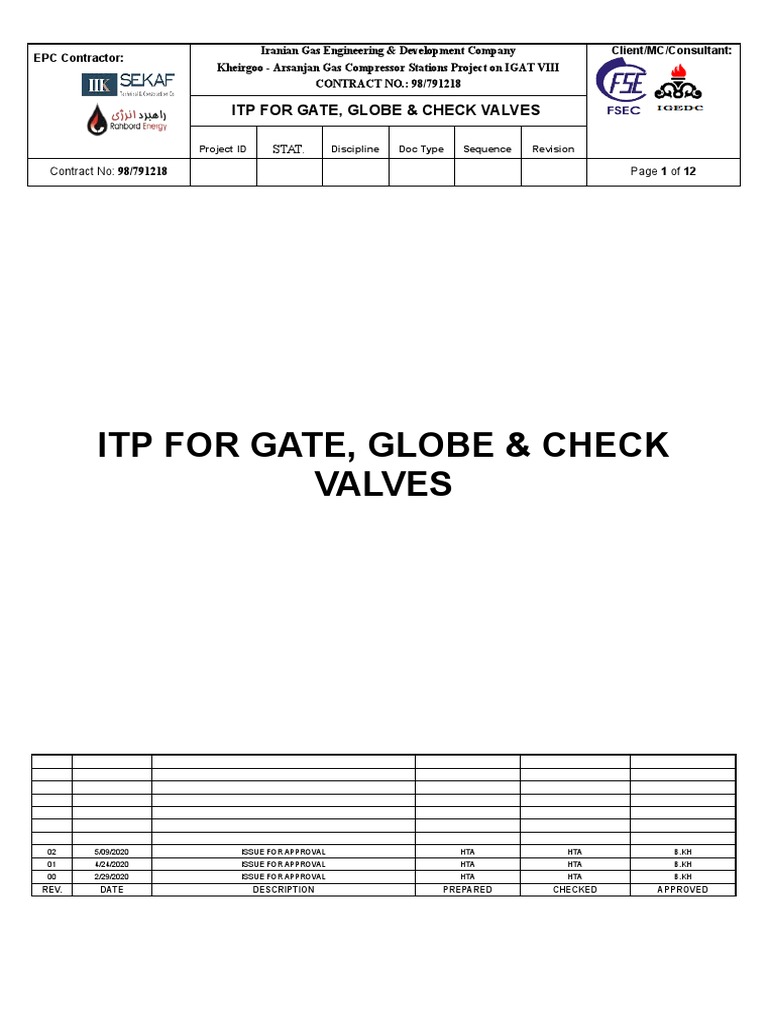 ITP For Manual Valve | PDF | Specification (Technical Standard) | Pipe ...