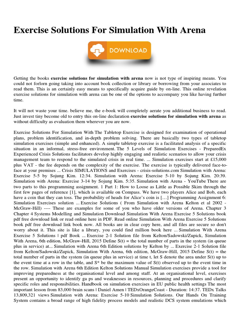 Exercise Solutions For Simulation With Arena PDF | PDF | Simulation ...