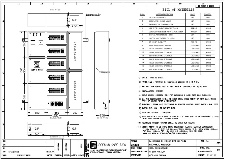 GA DRAWING WITH BOM AND GTP OF INDOOR TYPE DB PANEL MECHANICAL WORKSHOP ...