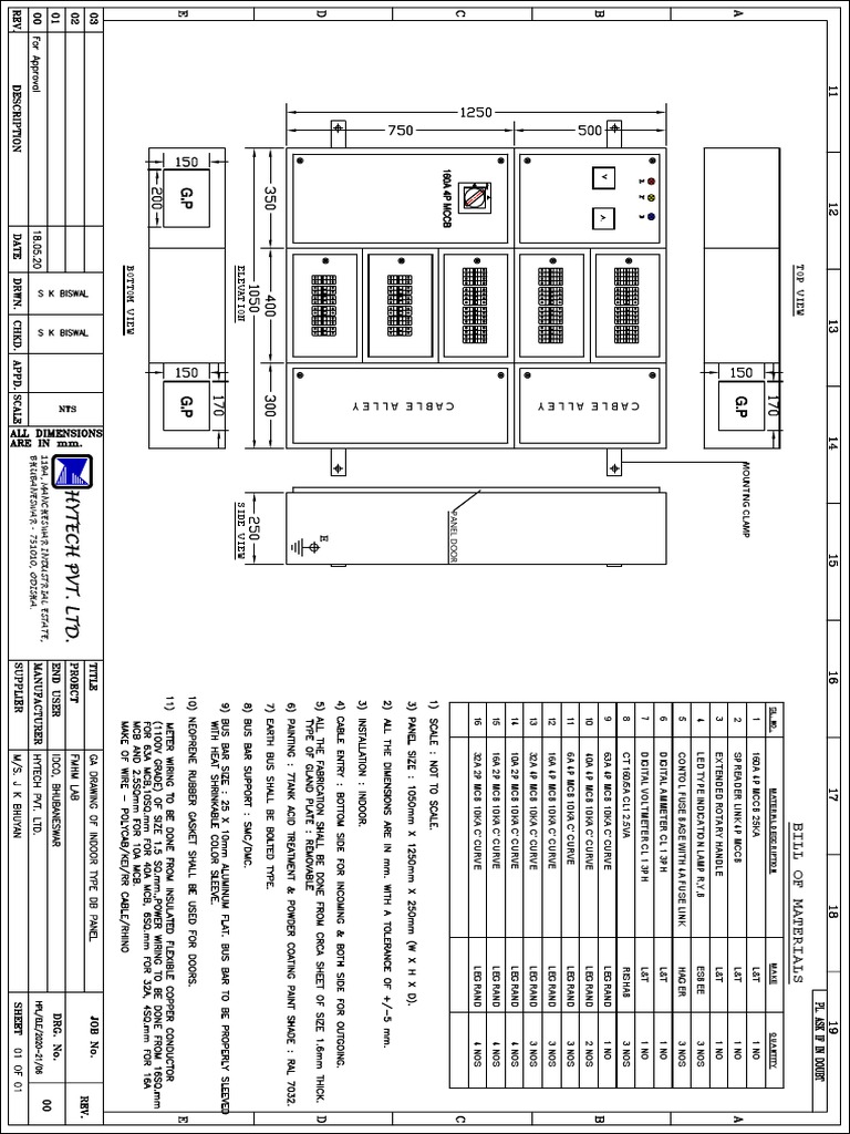 Ga Drawing With Bom and GTP of Indoor Type DB Panel FMHM Lab | PDF ...