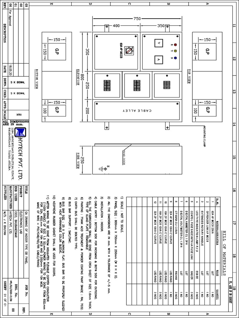 Ga Drawing With Bom and GTP of Indoor Type DB Panel Electronics Lab ...