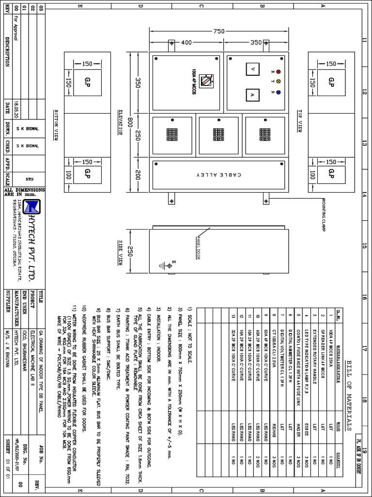 Ga Drawing With Bom and GTP of Indoor Type DB Panel Electrical Machine ...
