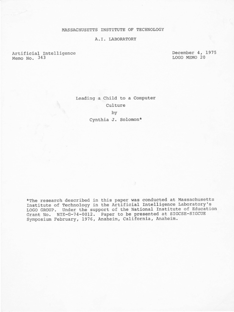 Leading A Child To A Computer Culture | PDF | Computing And Information ...