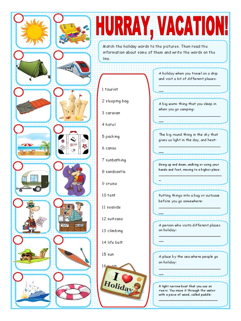 Vacation Matching Exercise Fun Activities Games Icebreakers Oneonone ...