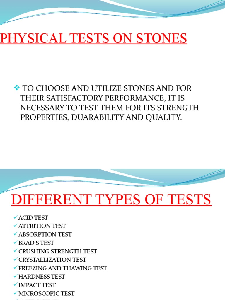 Physical Tests On Stones | PDF