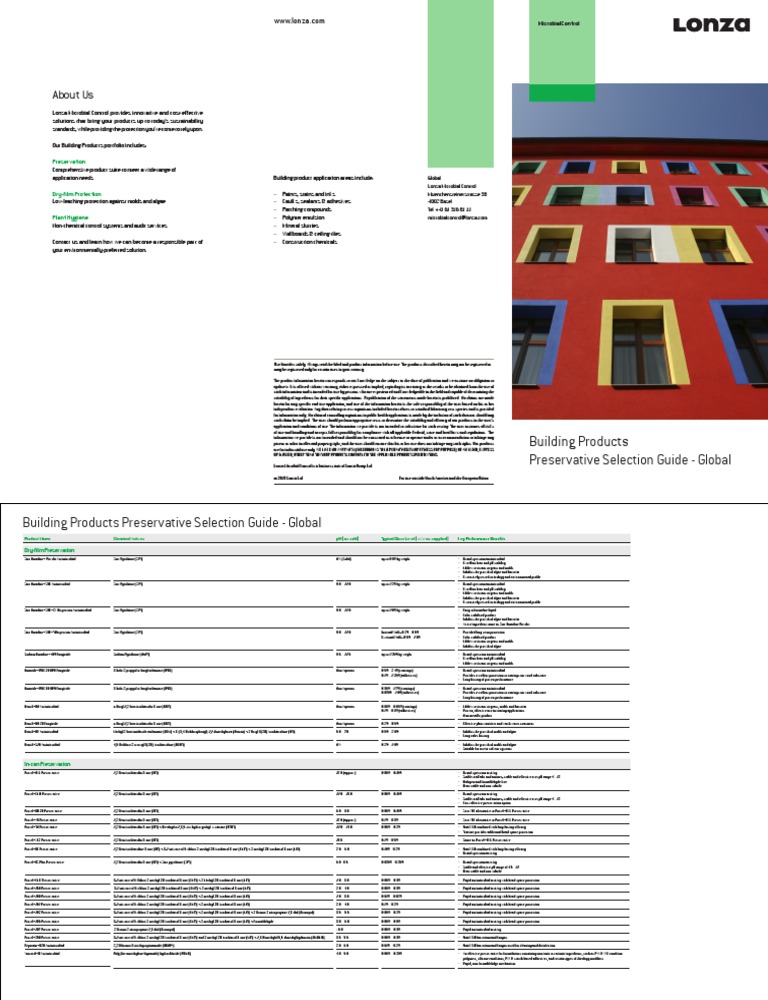 Lonza Brochures Building Products Preservative Selection Guide Global ...
