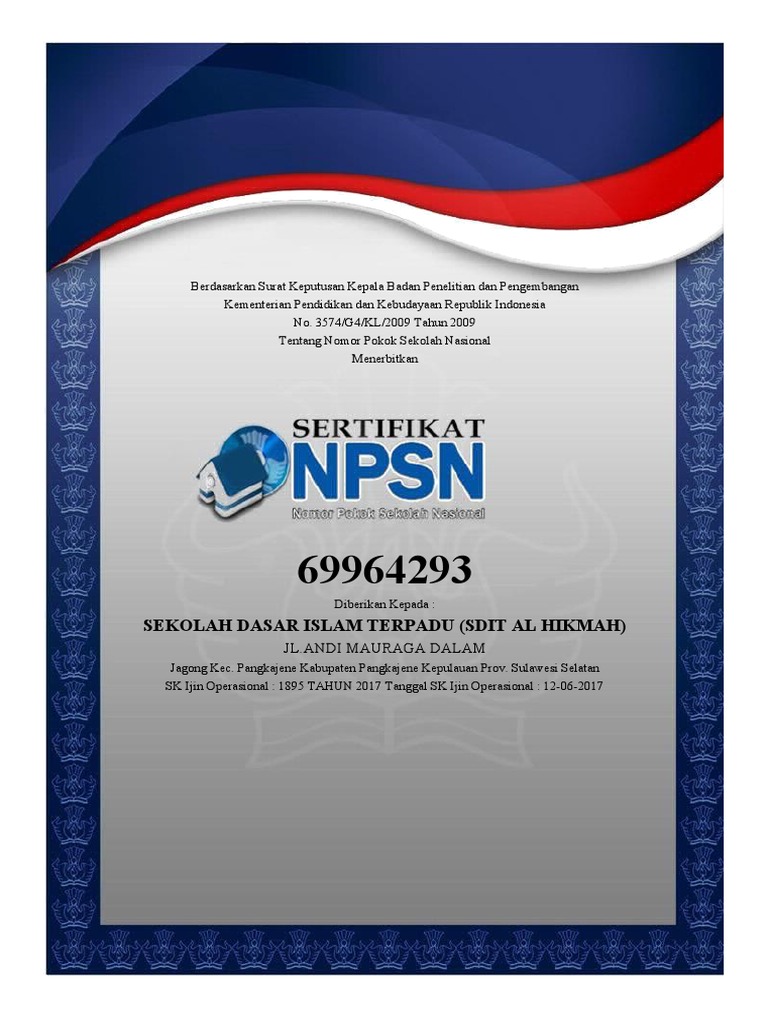 Sertifikat NPSN | PDF