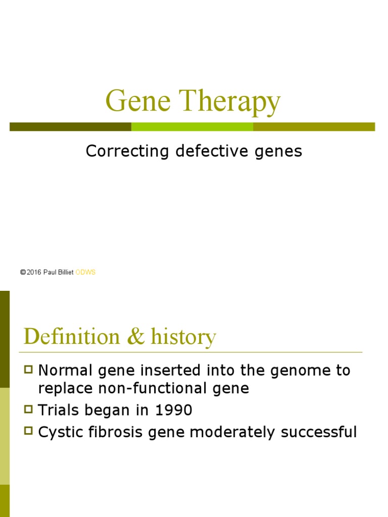 Gene Therapy: Correcting Defective Genes | PDF