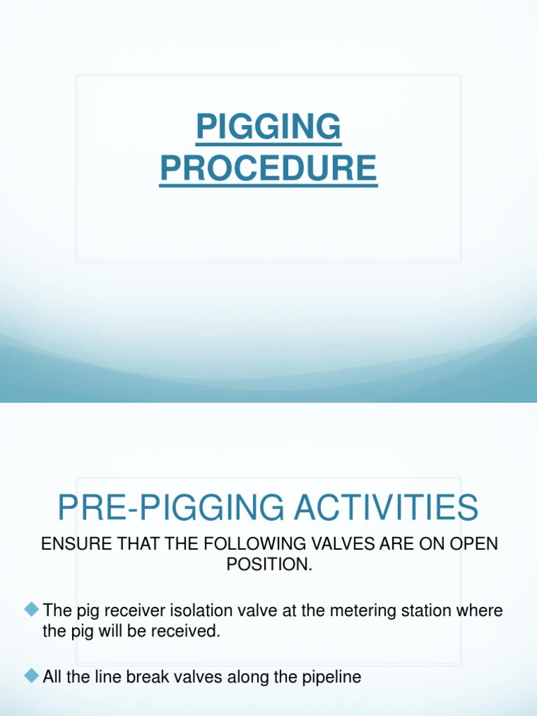 Presentation On Pigging Procedures | PDF | Valve | Gas Technologies