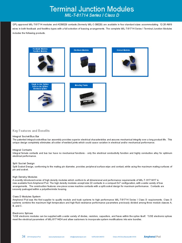 Amphenol PCD Terminal Junction Module Milt81714 | PDF | Electrical ...