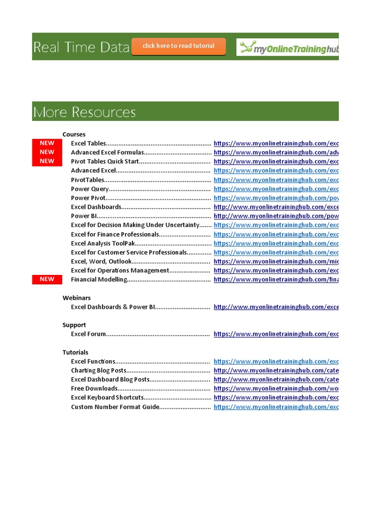 Real-Time Data Integration in Excel | PDF | Microsoft Excel | Data ...