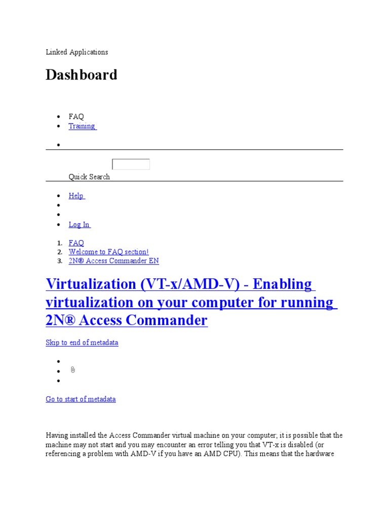 Dashboard: Virtualization (VT-x/AMD-V) - Enabling Virtualization On Your Computer For Running 2N ...