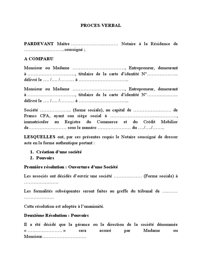 Proces Verbal Modele-1 | PDF