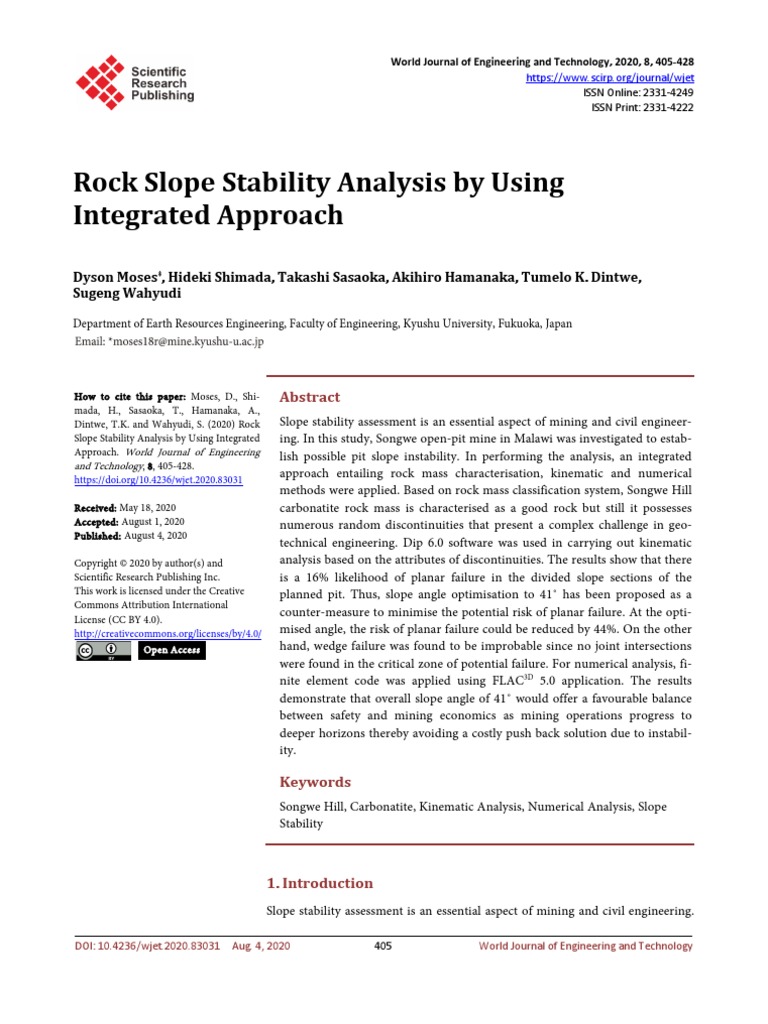 Rock Slope Stability Analysis by Using Integrated Approach | PDF ...