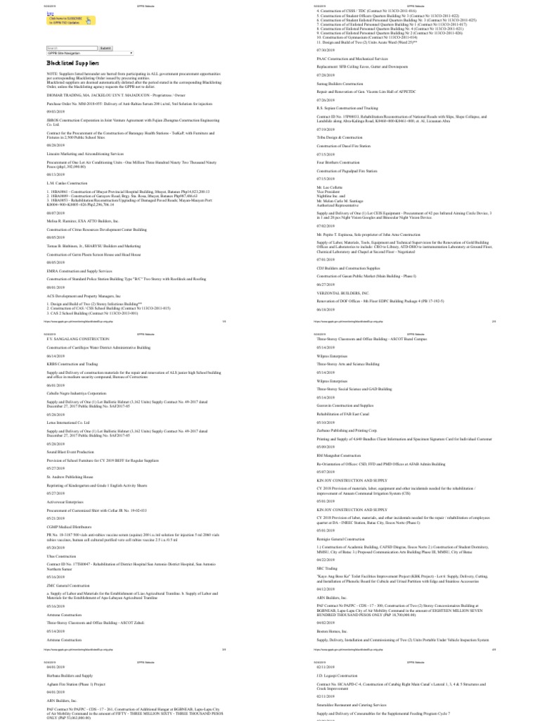 Blacklisted Suppliers: Submit GPPB Site Navigation | PDF | Business ...