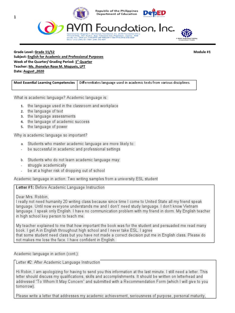 Differentiates Language Used in Academic Texts From Various Disciplines ...