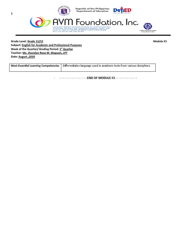 End of Module #1 | PDF