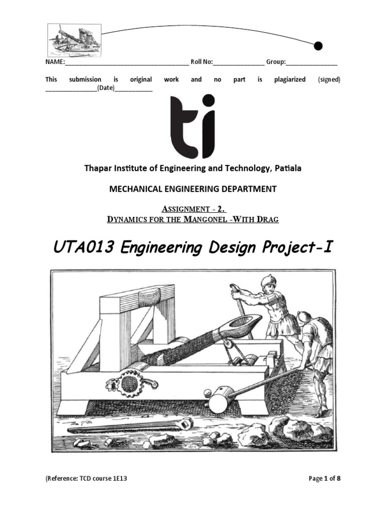 UTA013 Engineering Design Project-I | PDF | Drag (Physics) | Physics