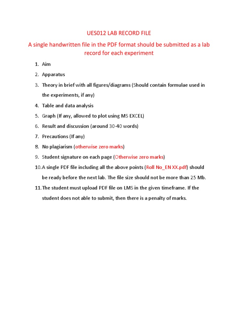 Ues012 Lab Record File A Single Handwritten File in The PDF Format Should Be Submitted As A Lab ...