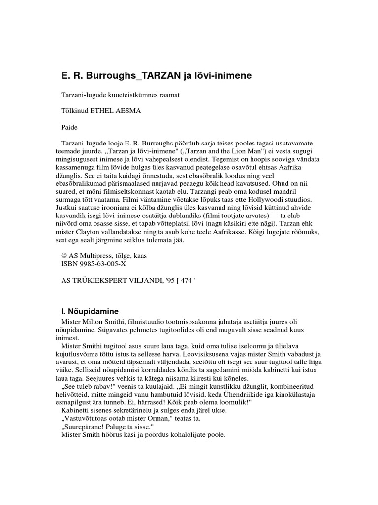 Burroughs E. R. - (16) Tarzan Ja Lovi-Inimene | PDF