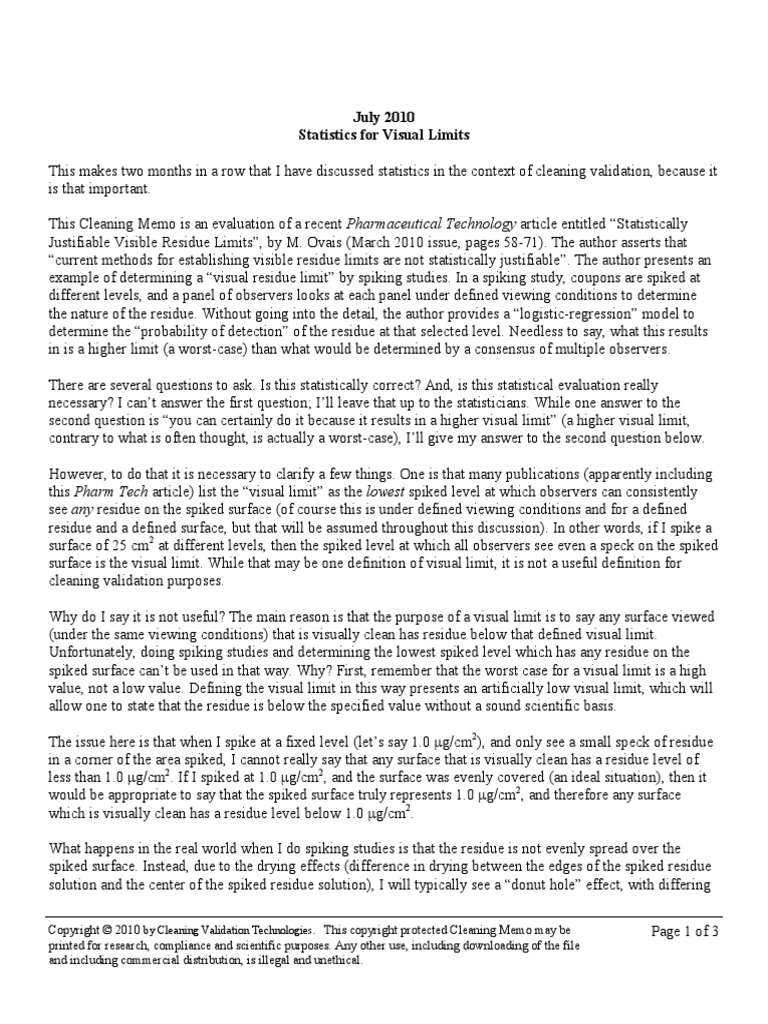 July 2010 Statistics For Visual Limits | PDF | Statistical Hypothesis ...