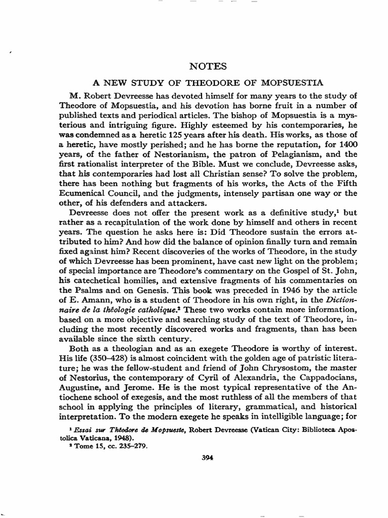 Study of Theodore of Mopsuestia's Exegesis | PDF | Council Of Chalcedon ...