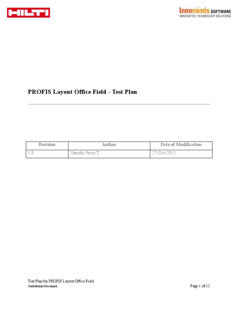 PROFIS Layout Office Field - Test Plan: Revision Author Date of ...
