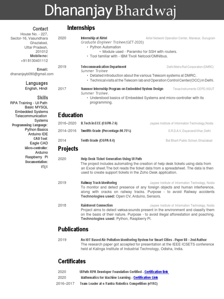 Dhananjay Resume | Download Free PDF | Embedded System | Computing