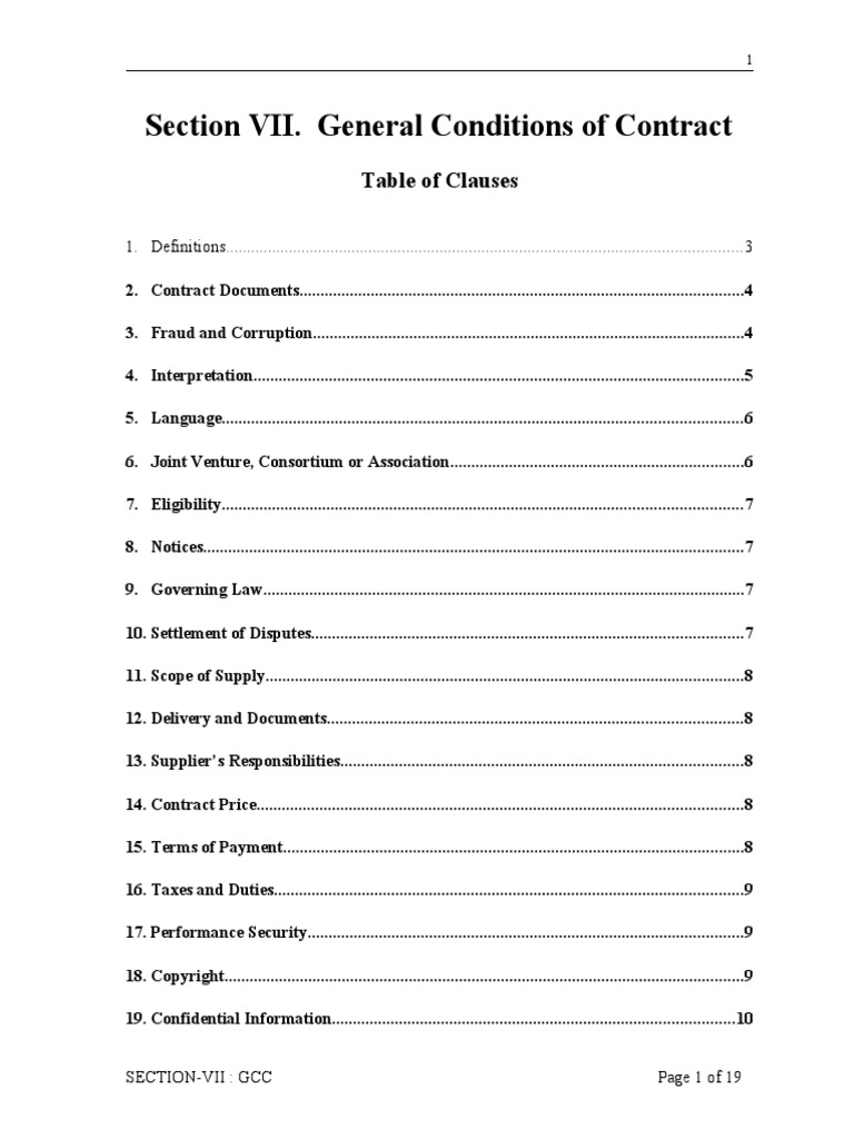 Section VII. General Conditions of Contract | PDF | Indemnity | Arbitration