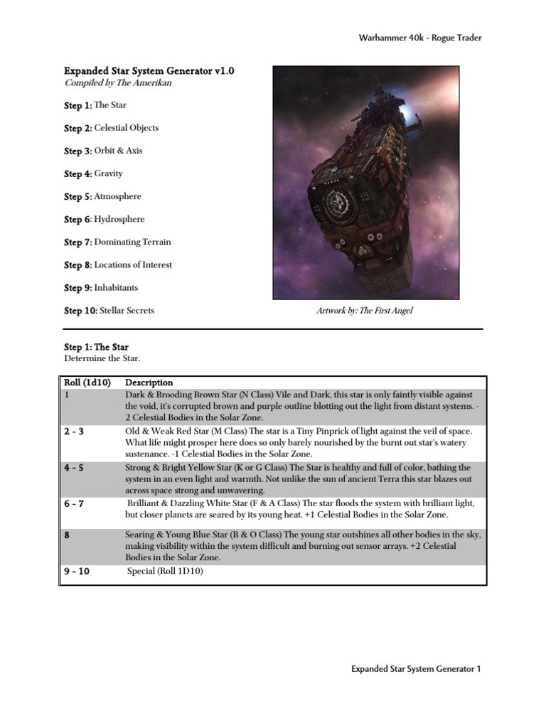 Expanded Star System Generator (v1.0) | PDF | Stars | Natural Satellite