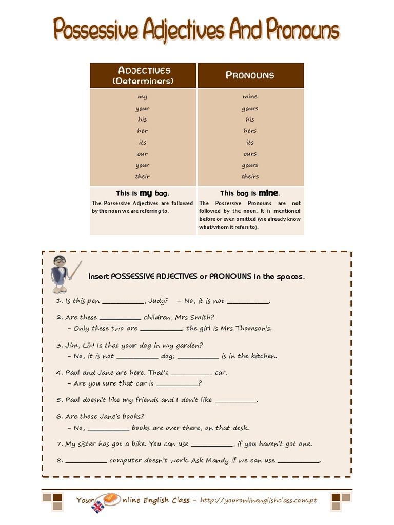 Possessive Adjectives and Pronouns PDF | PDF