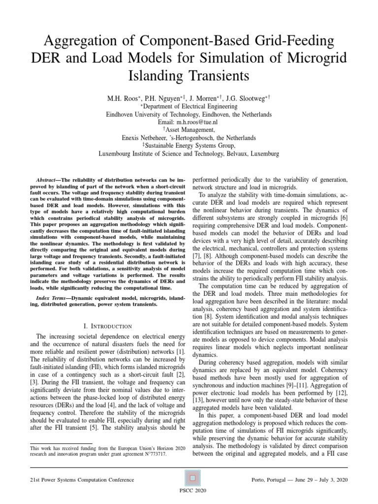 Aggregation of Component-Based Grid-Feeding DER and Load Models For Simulation of Microgrid ...