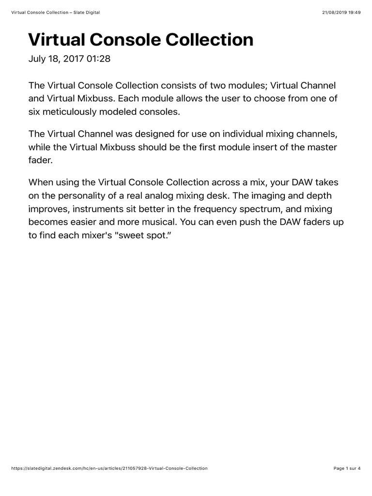 Virtual Console Collection - Slate Digital | PDF | Algorithms | Signal ...
